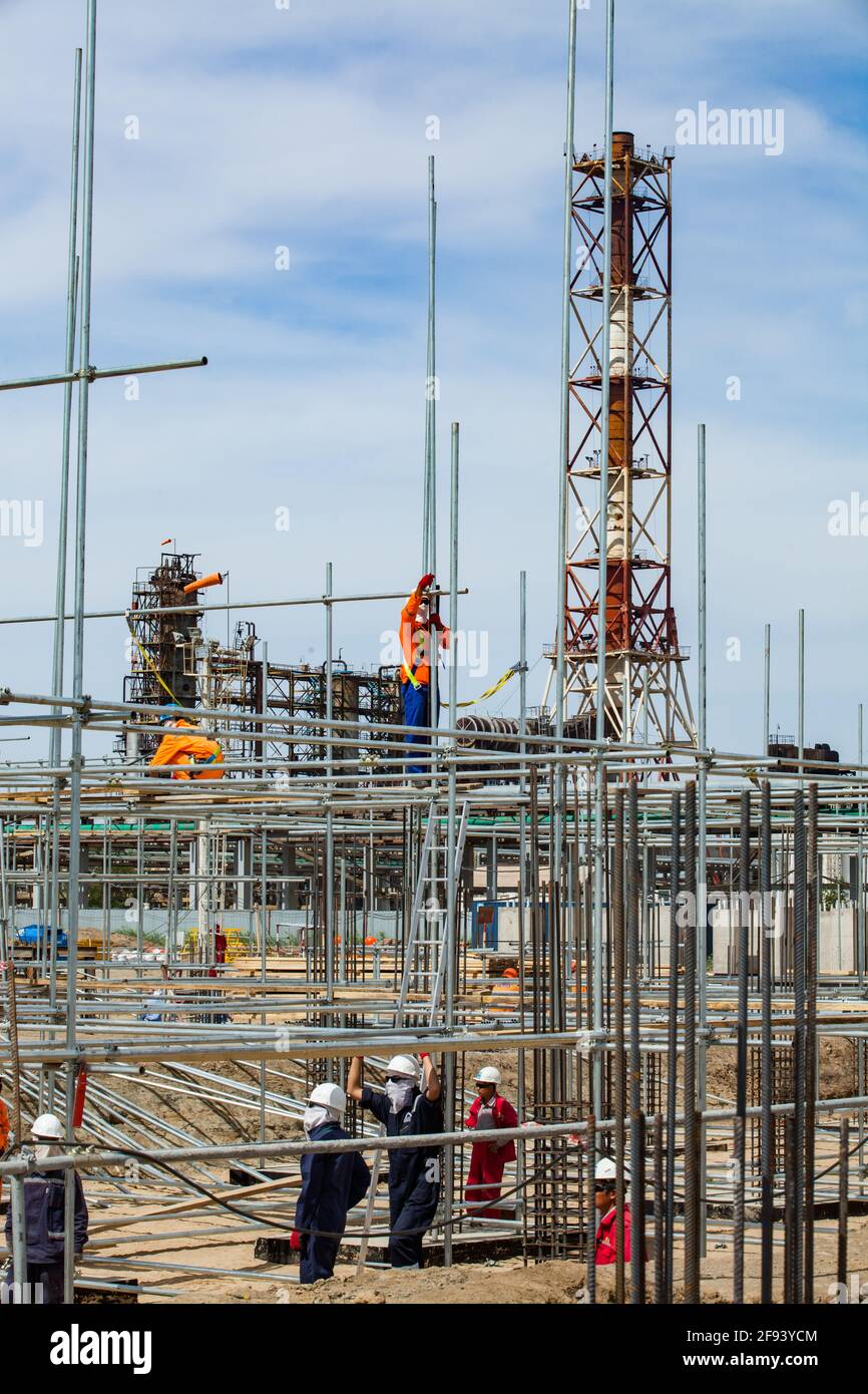 Atyrau/Kazakhstan - May 21 2012: Oil refinery plant renovation ...
