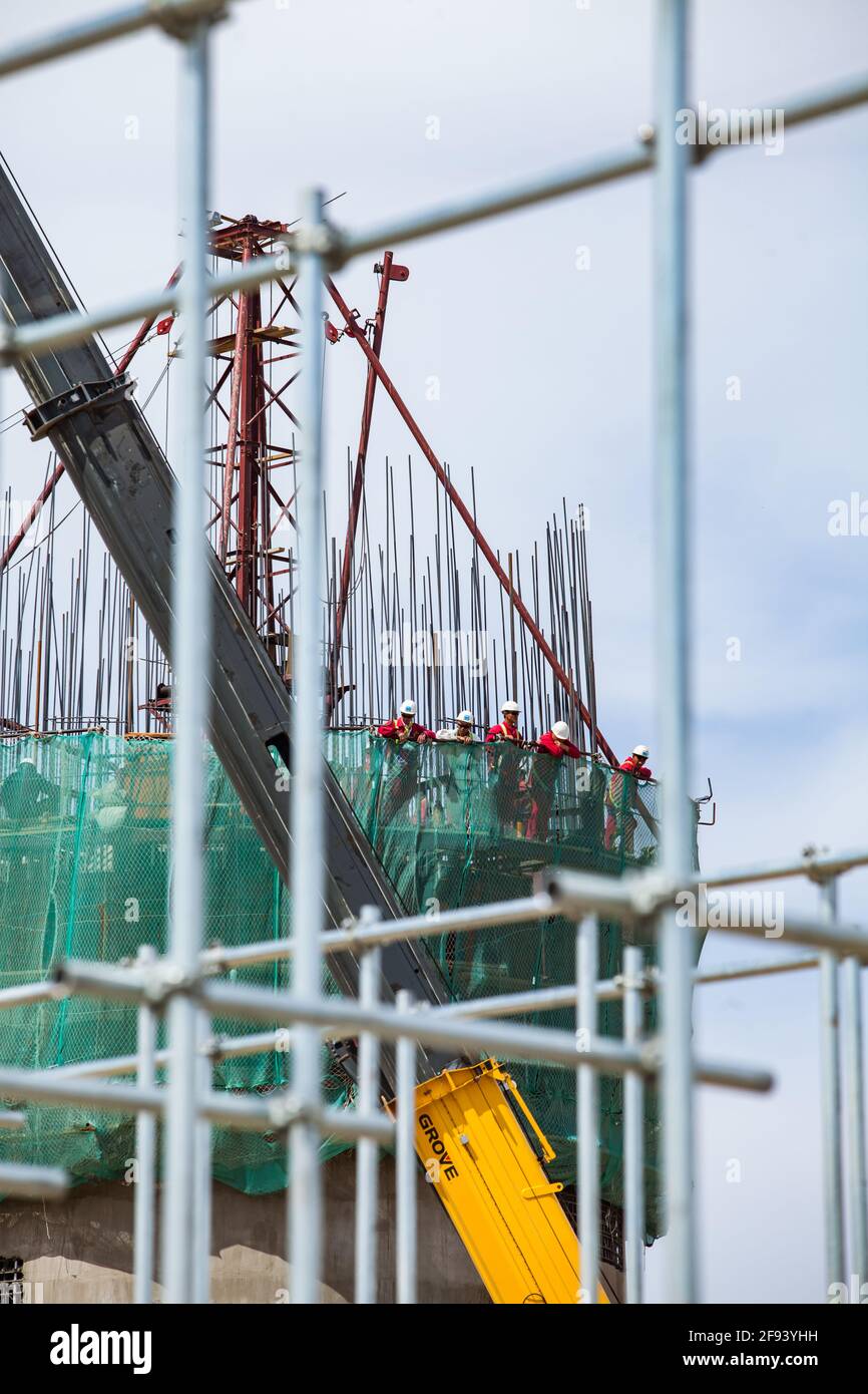 Atyrau/Kazakhstan - May 21 2012:Construction workers. Development of ...