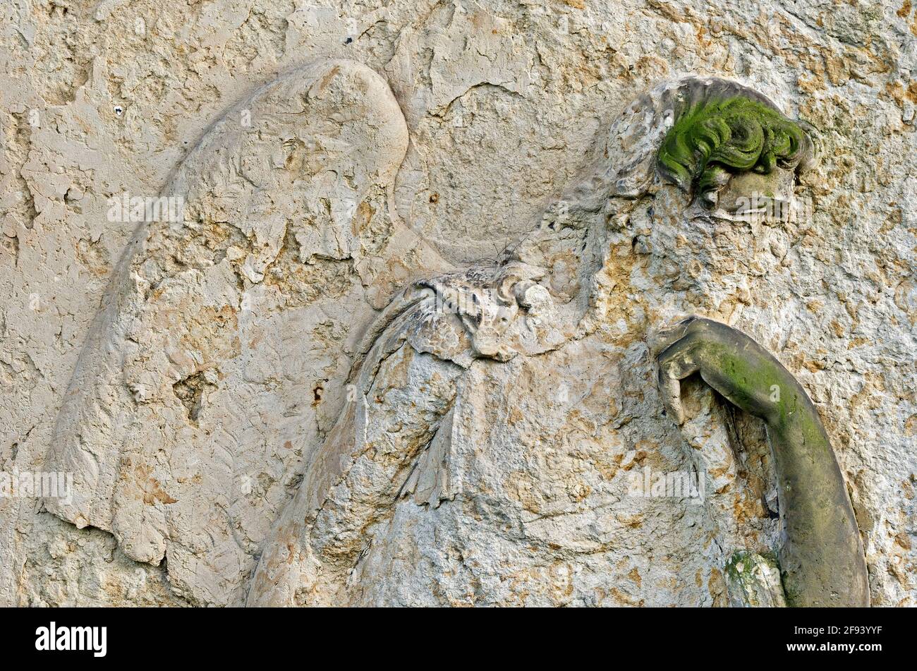 Angel without face - damaged statue at old cemetery - circa 1860 ...