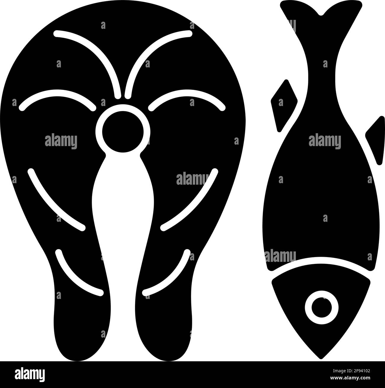 Fish eating icon flat Black and White Stock Photos & Images - Alamy