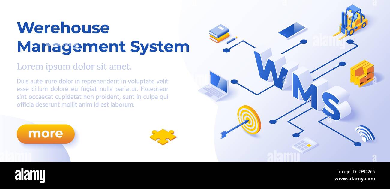 WMS, Werehouse Management System - Isometric Design in Trendy Colors ...