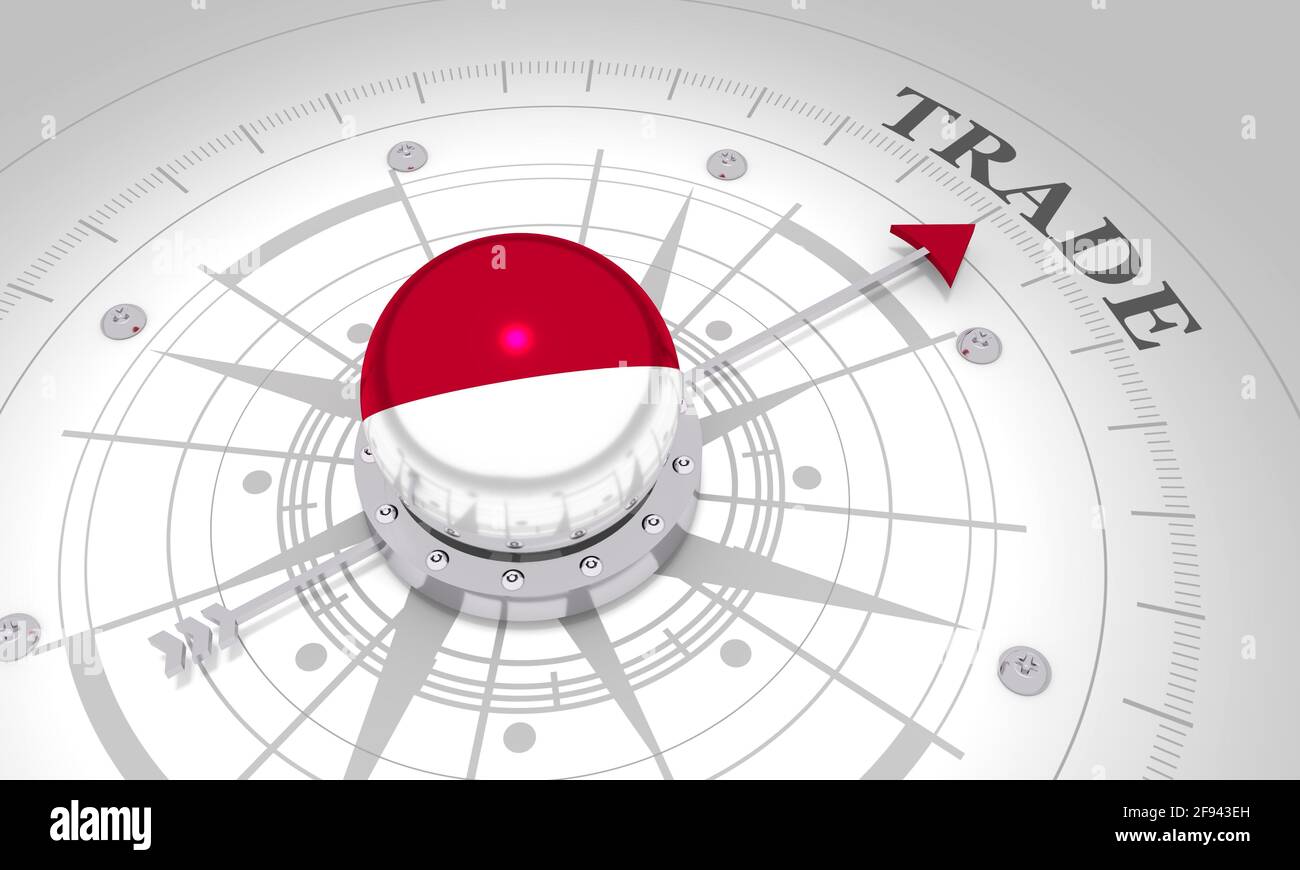 Business concept. Abstract compass points to the trade word. Flag of ...