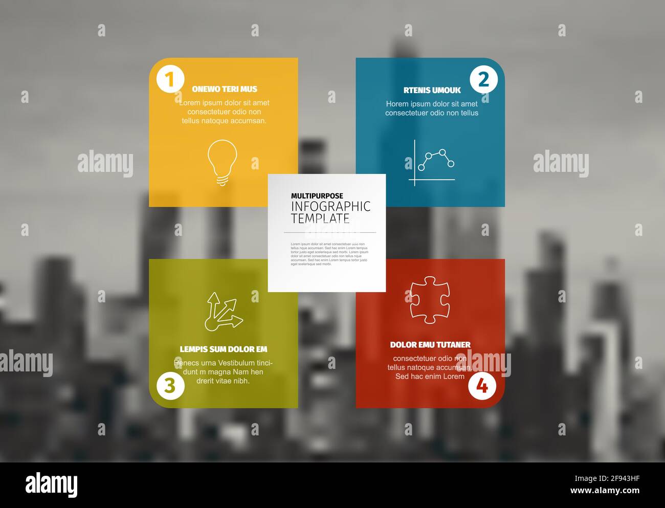 Multipurpose infographic template with content square blocks and photo ...