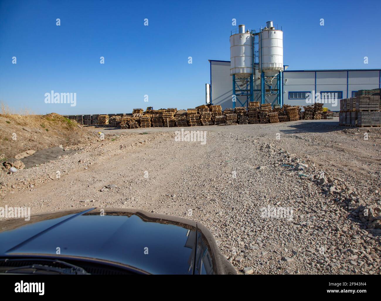 Paving tile production plant exterior. Panorama view Stock Photo - Alamy