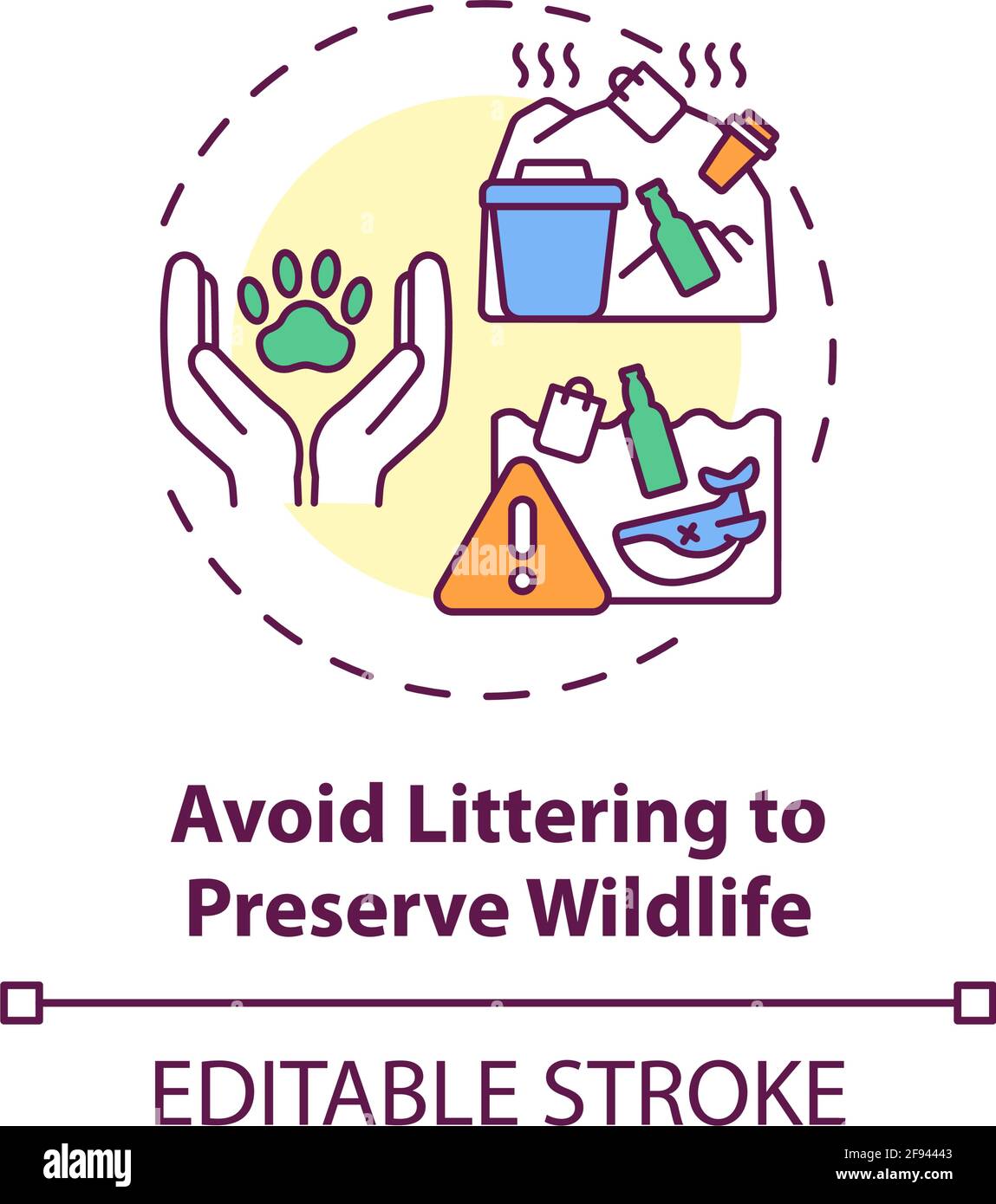 Avoid littering to preserve wildlife concept icon Stock Vector Image ...
