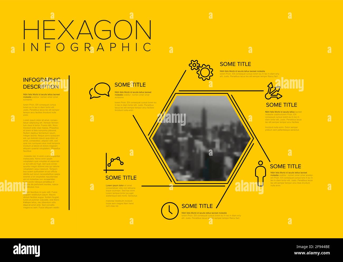 Vector Infographic template made from thin lines hexagon photo ...