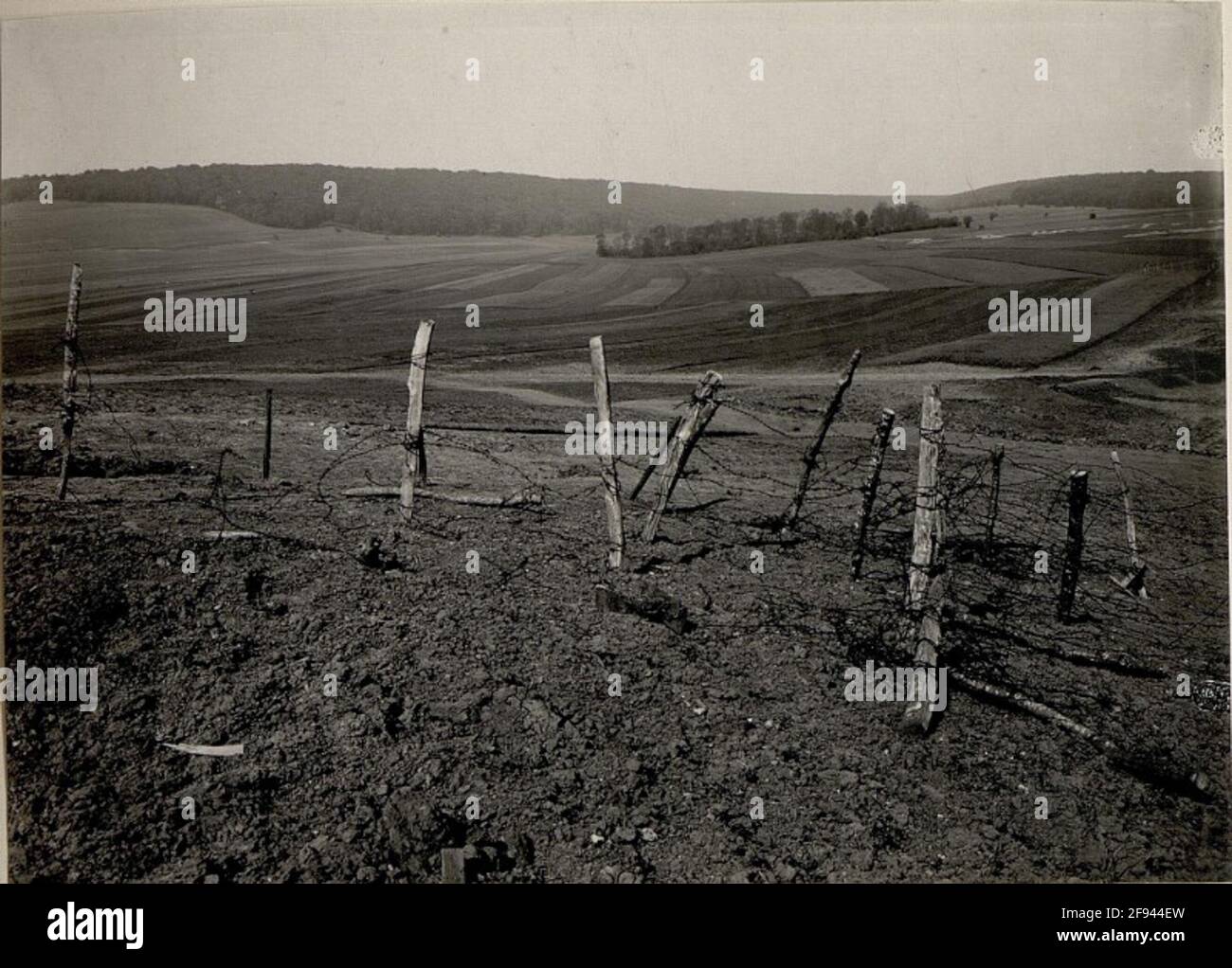 Destroyed wire lubries and explosive funnel Stock Photo - Alamy