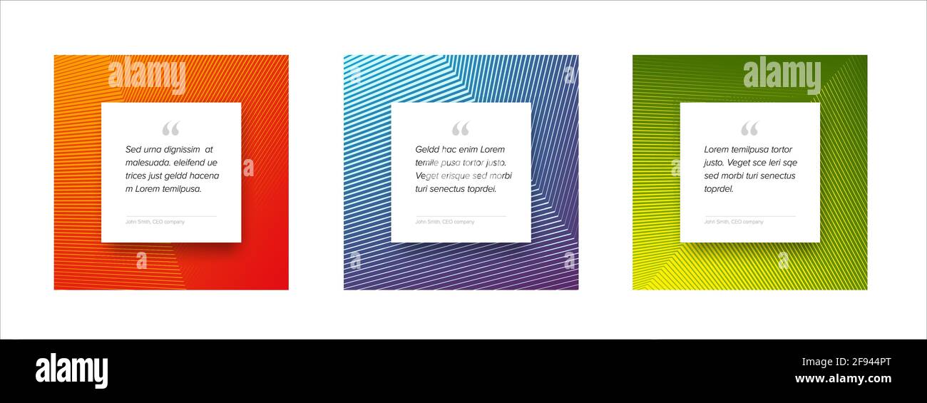 Three Social media design quote layout template. Square qotation ...