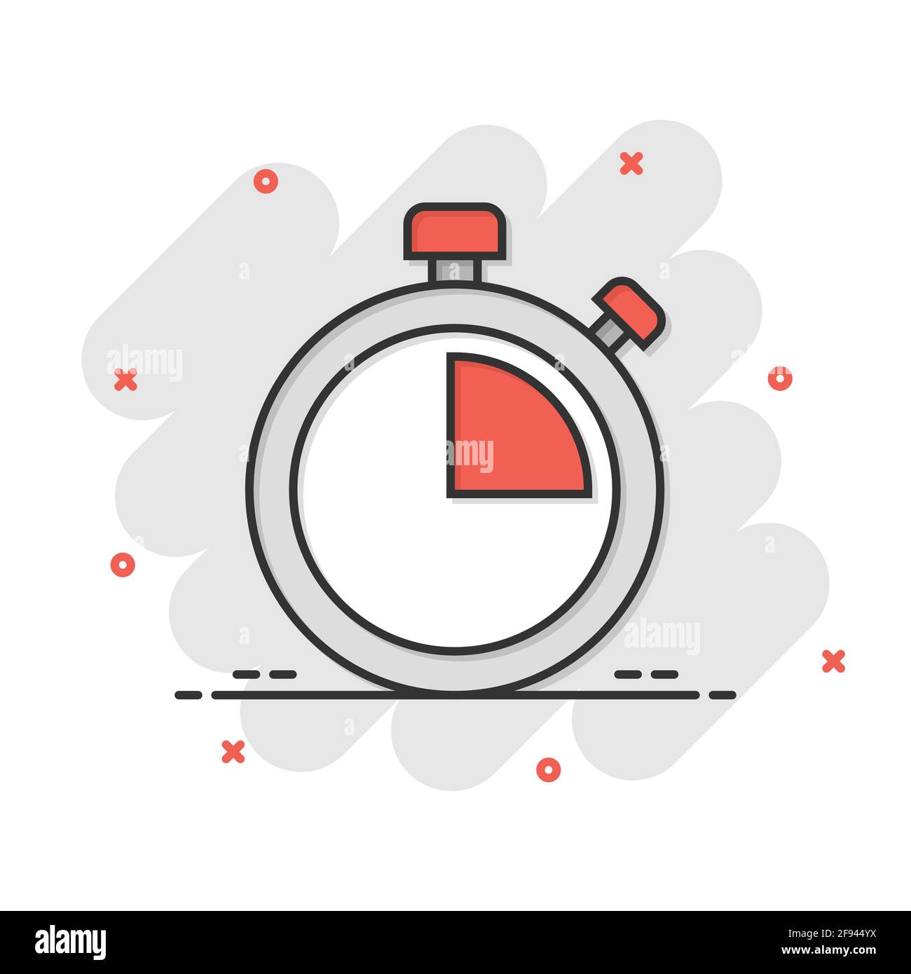 Clock sign icon in comic style. Time management vector cartoon ...