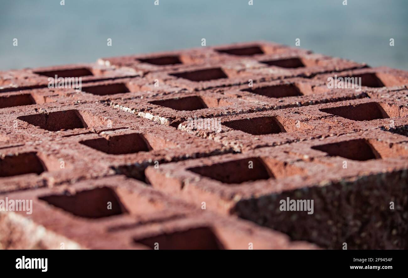 Ready brown paving tiles. Close-up Stock Photo - Alamy