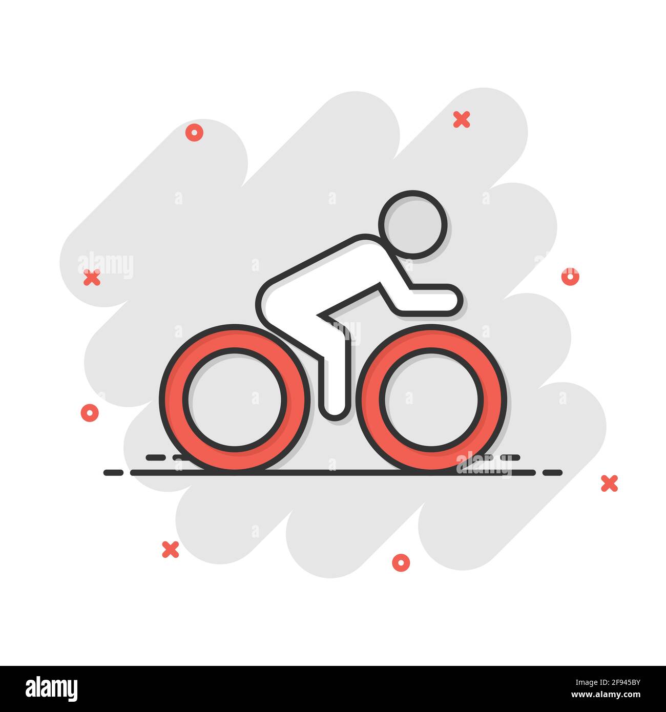 People on bicycle sign icon in comic style. Bike vector cartoon ...