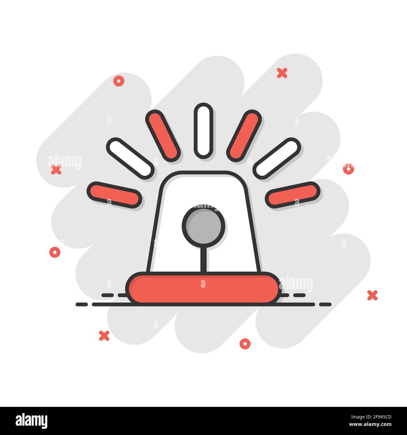 Emergency siren icon in comic style. Police alarm vector cartoon ...