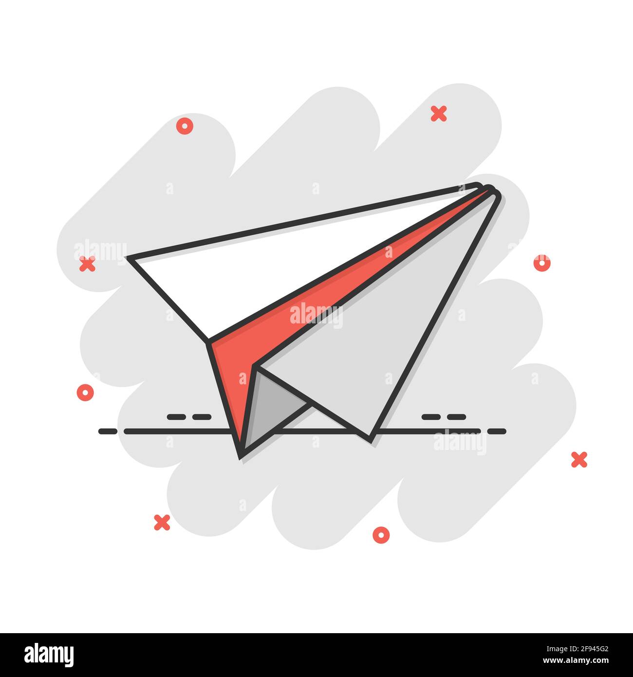 Paper airplane icon in comic style. Plane vector cartoon illustration ...