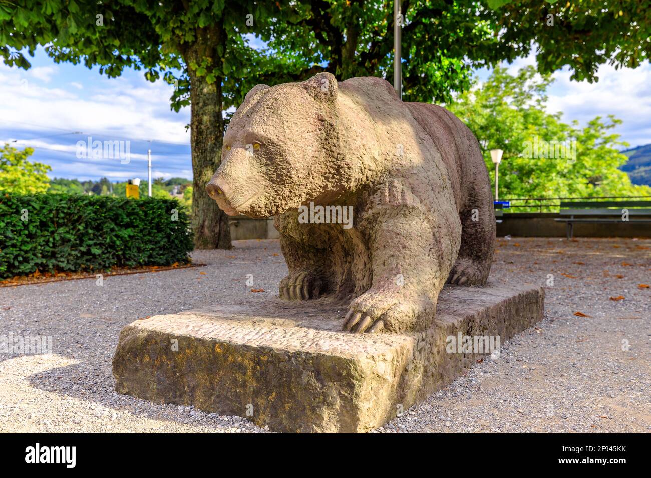 Bern, Switzerland - Aug 23, 2020: bear monument statue of Bern inside ...