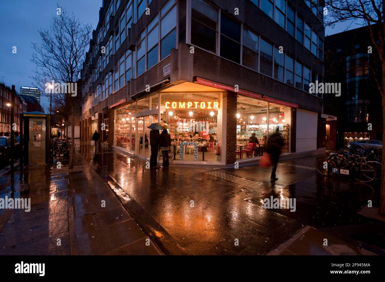 Comptoir Restaurant , Broadwick Street, Soho , in the rain at night ...