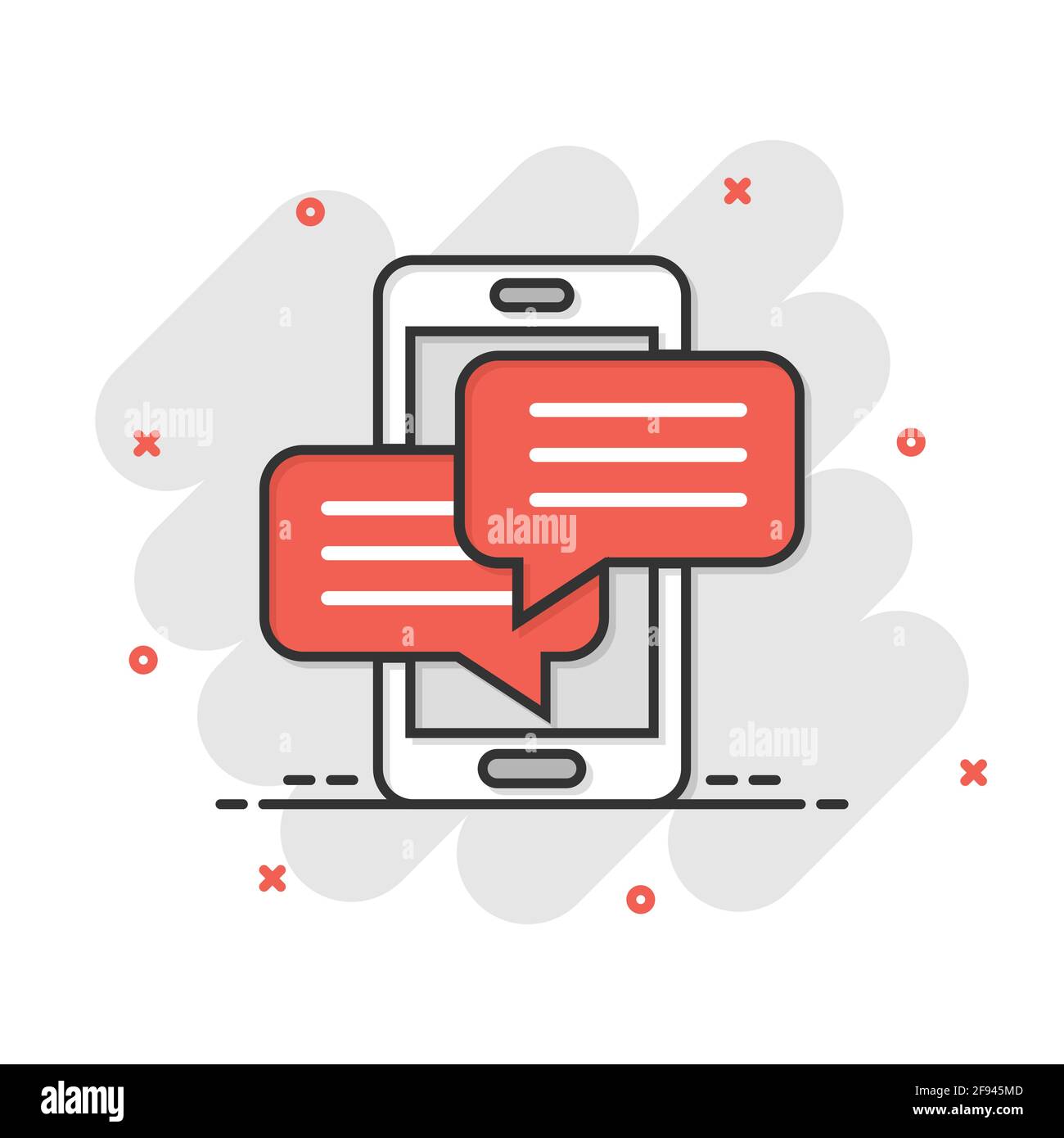 Mobile phone chat sign icon in comic style. Message notifications ...