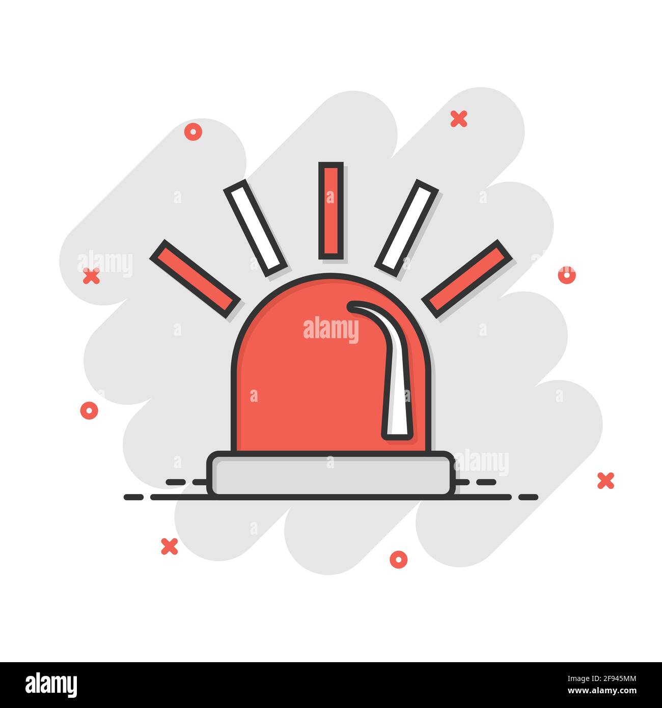 Emergency siren icon in comic style. Police alarm vector cartoon ...