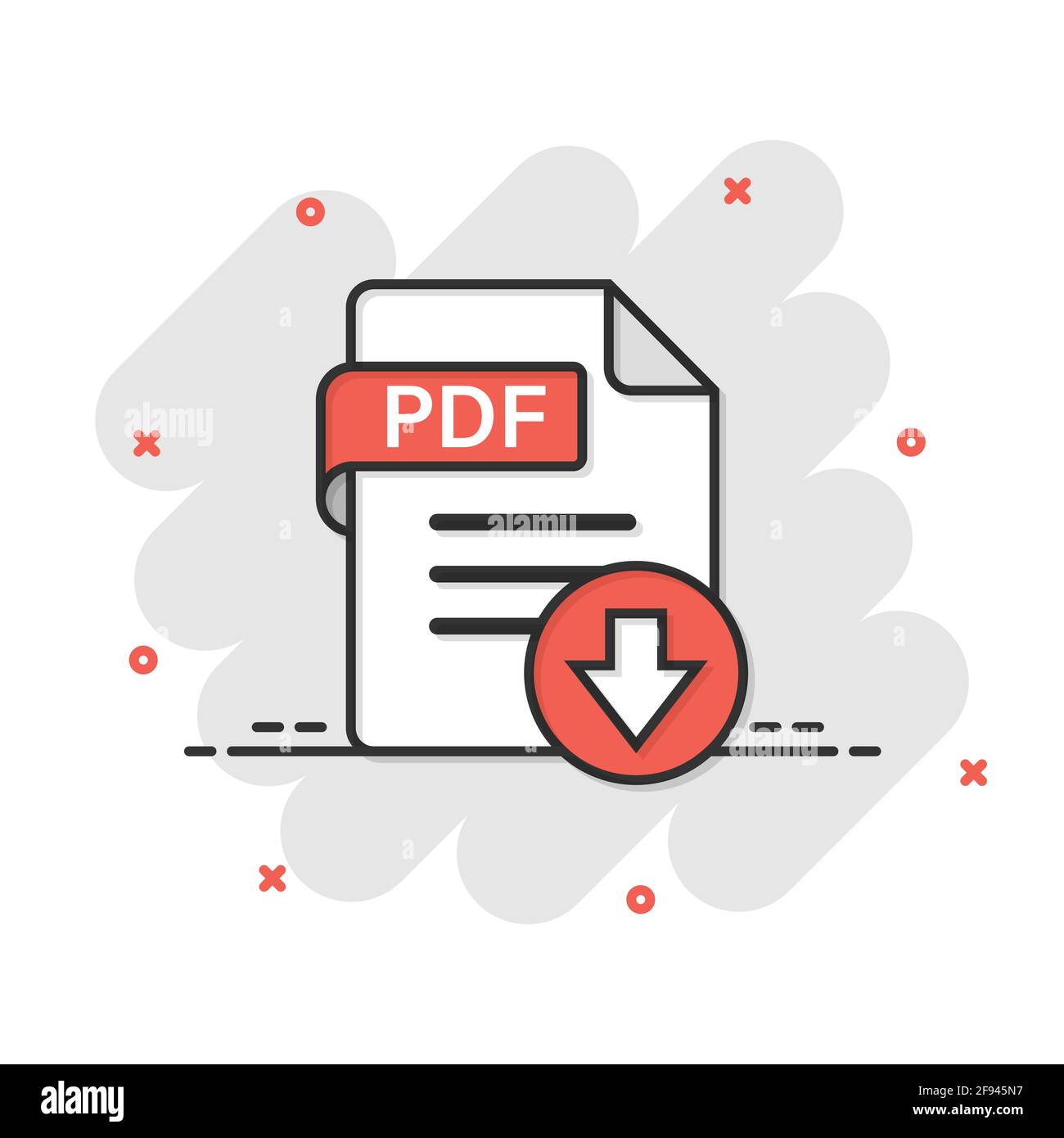 Pdf icon in comic style. Document text vector cartoon illustration on ...