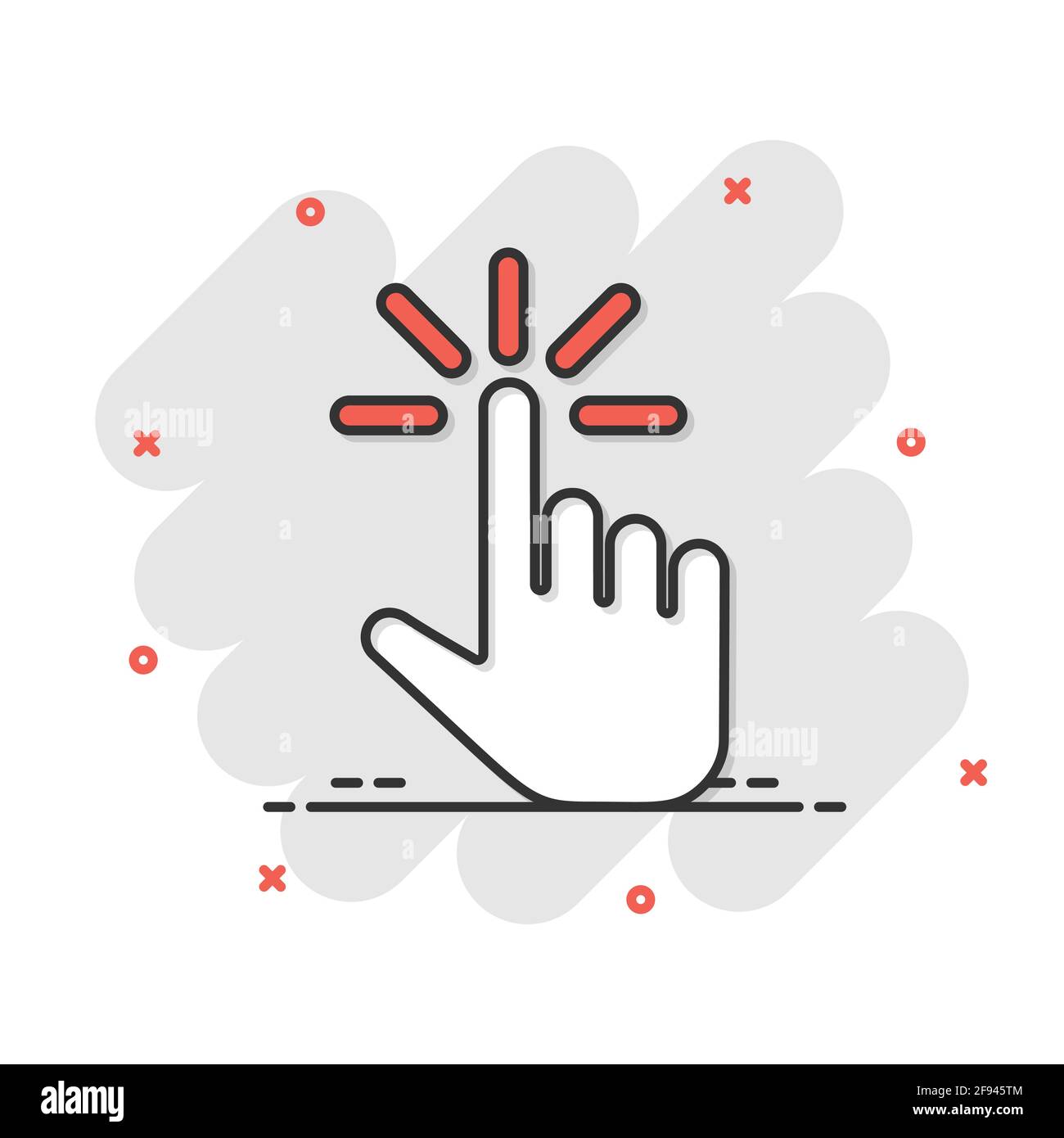 Click mouse icon in comic style. Pointer vector cartoon illustration on ...