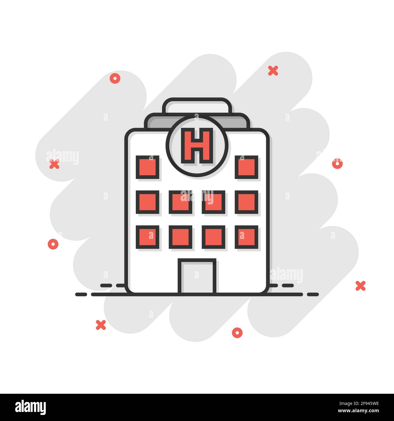 Hospital building icon in comic style. Infirmary vector cartoon ...