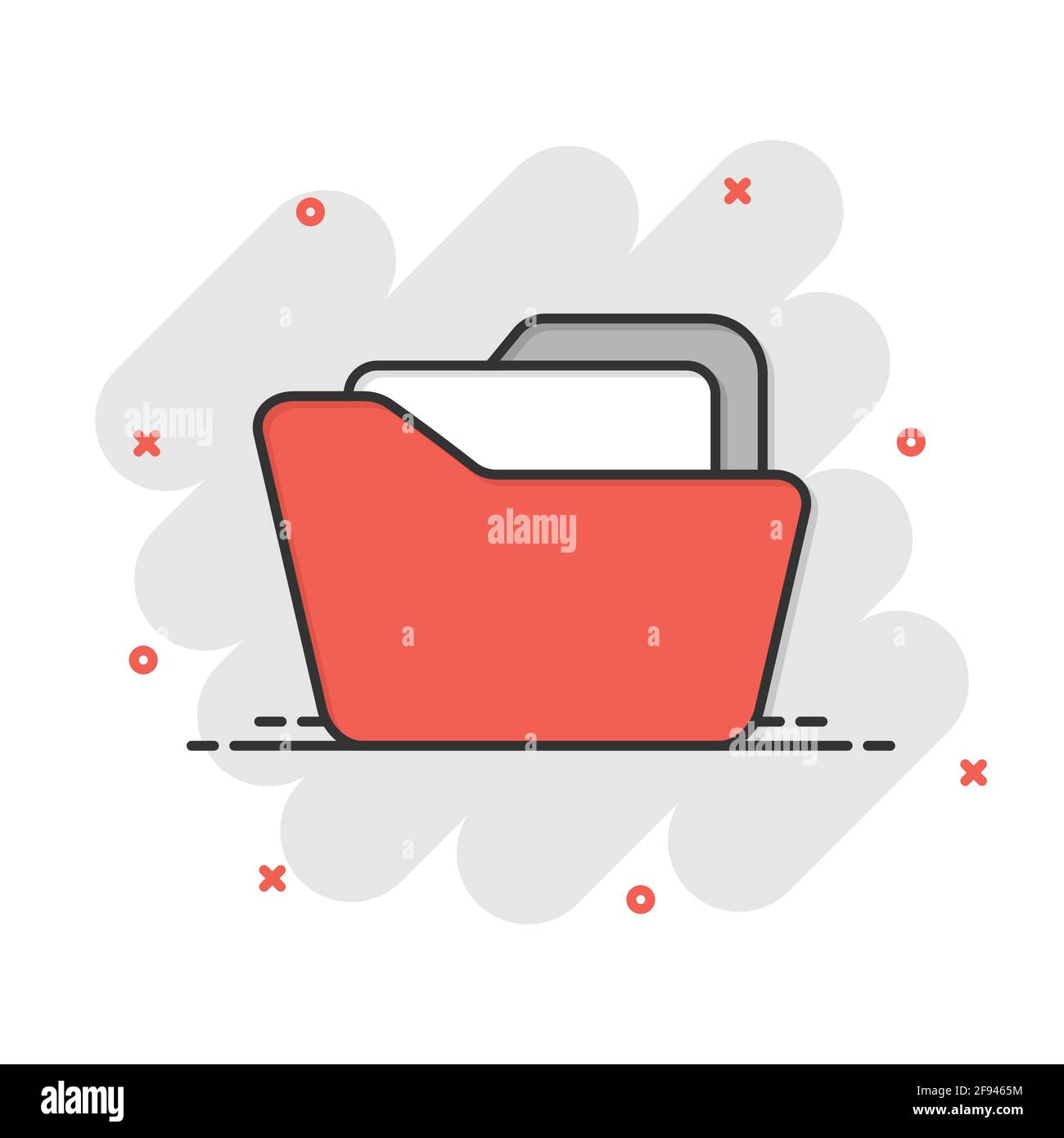File folder icon in comic style. Documents archive vector cartoon ...