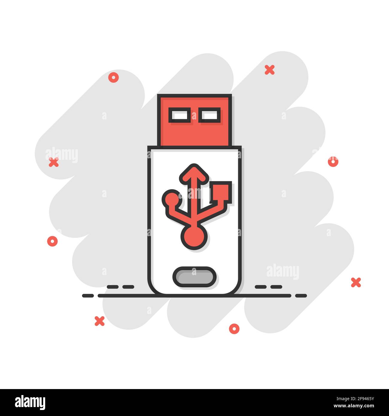 Usb drive icon in comic style. Flash disk vector cartoon illustration ...
