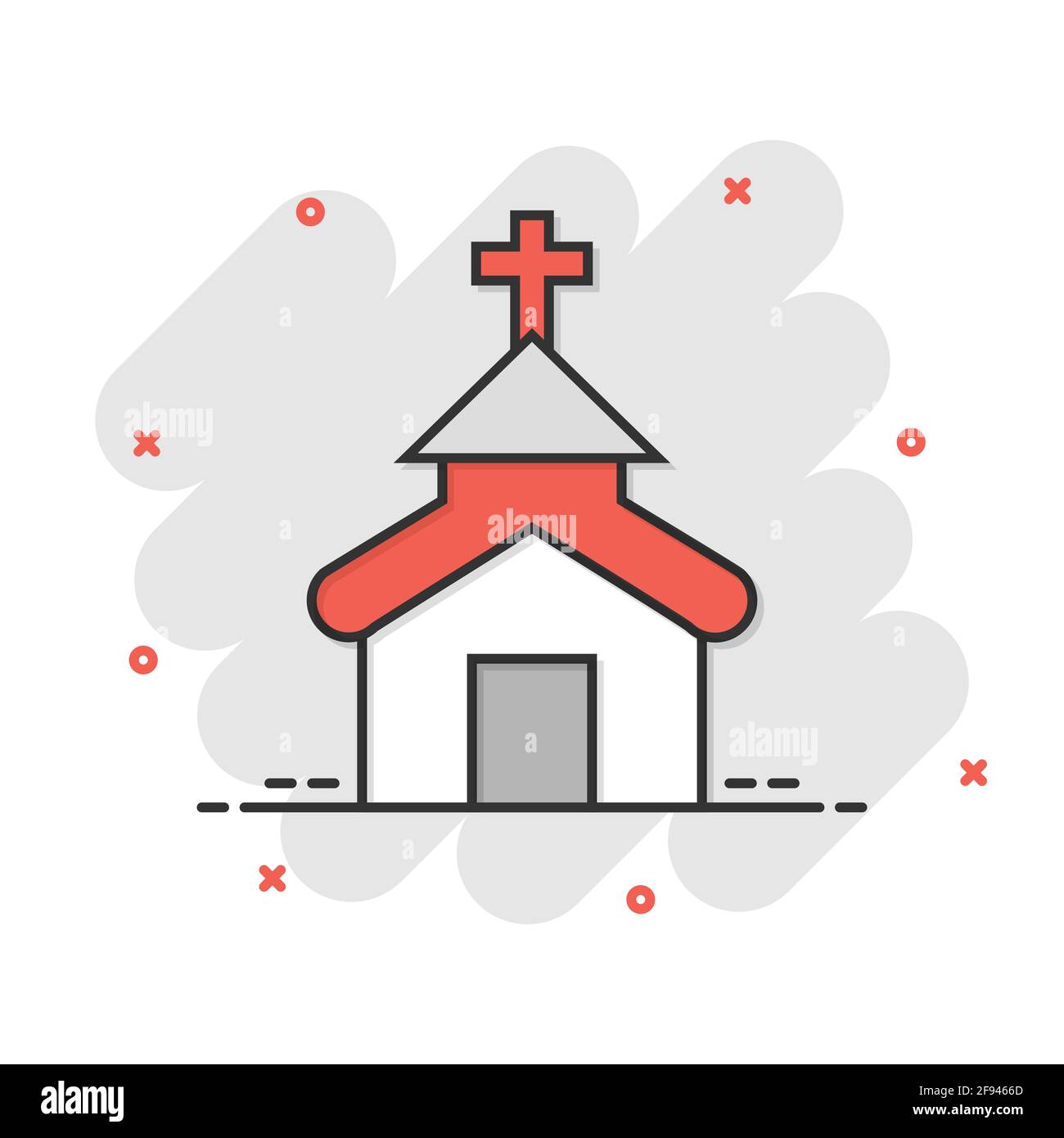 Church icon in comic style. Chapel vector cartoon illustration on white ...