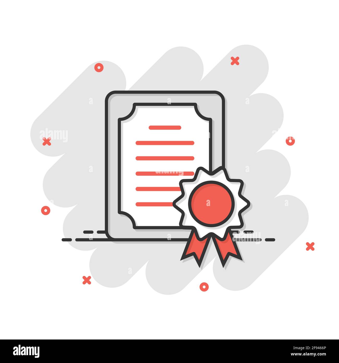 Certificate icon in comic style. License badge vector cartoon ...