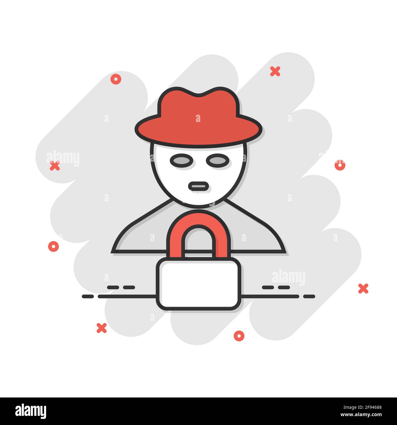 Fraud hacker icon in comic style. Spy cartoon vector illustration on ...