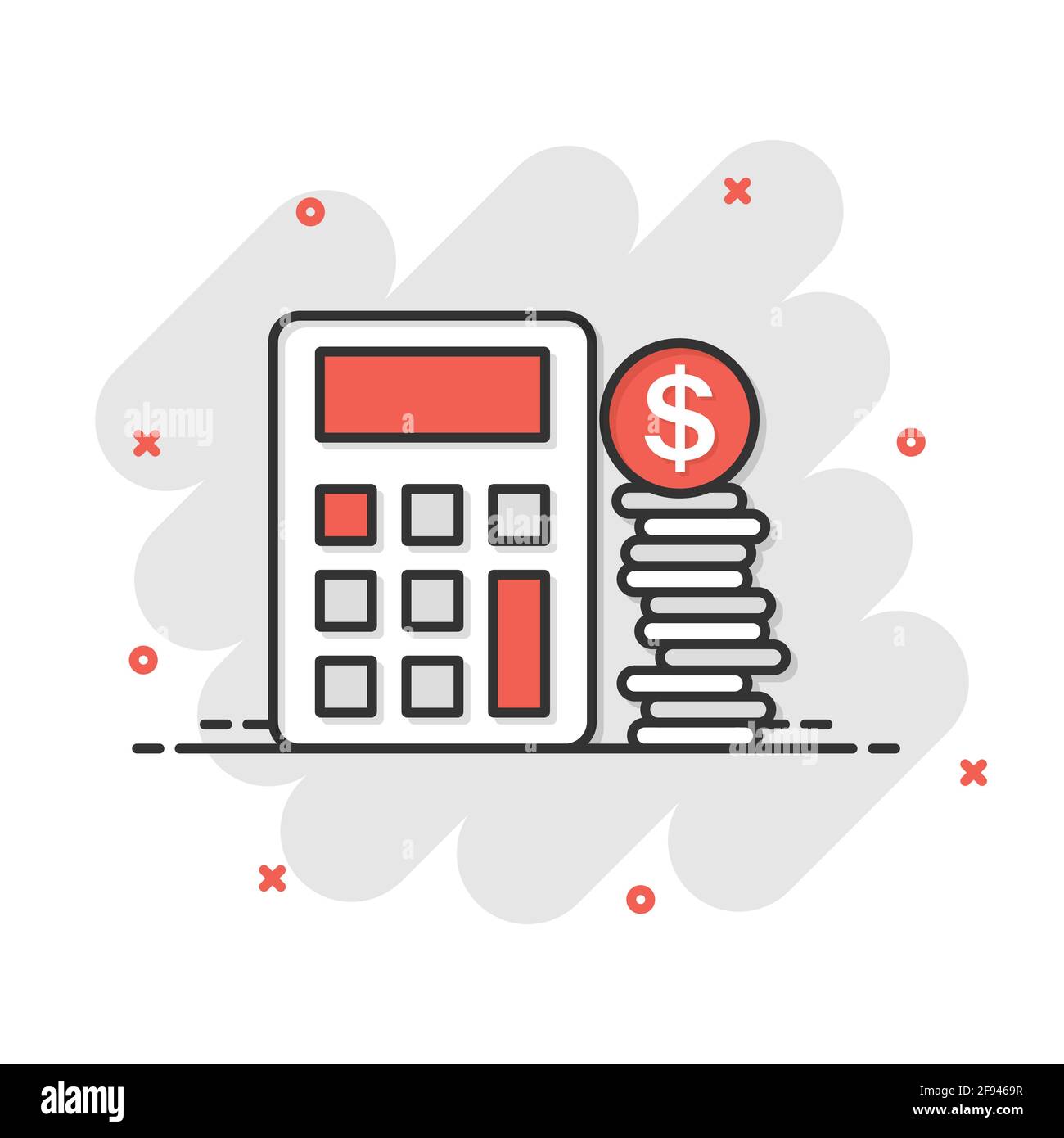Money calculation icon in comic style. Budget banking vector cartoon ...