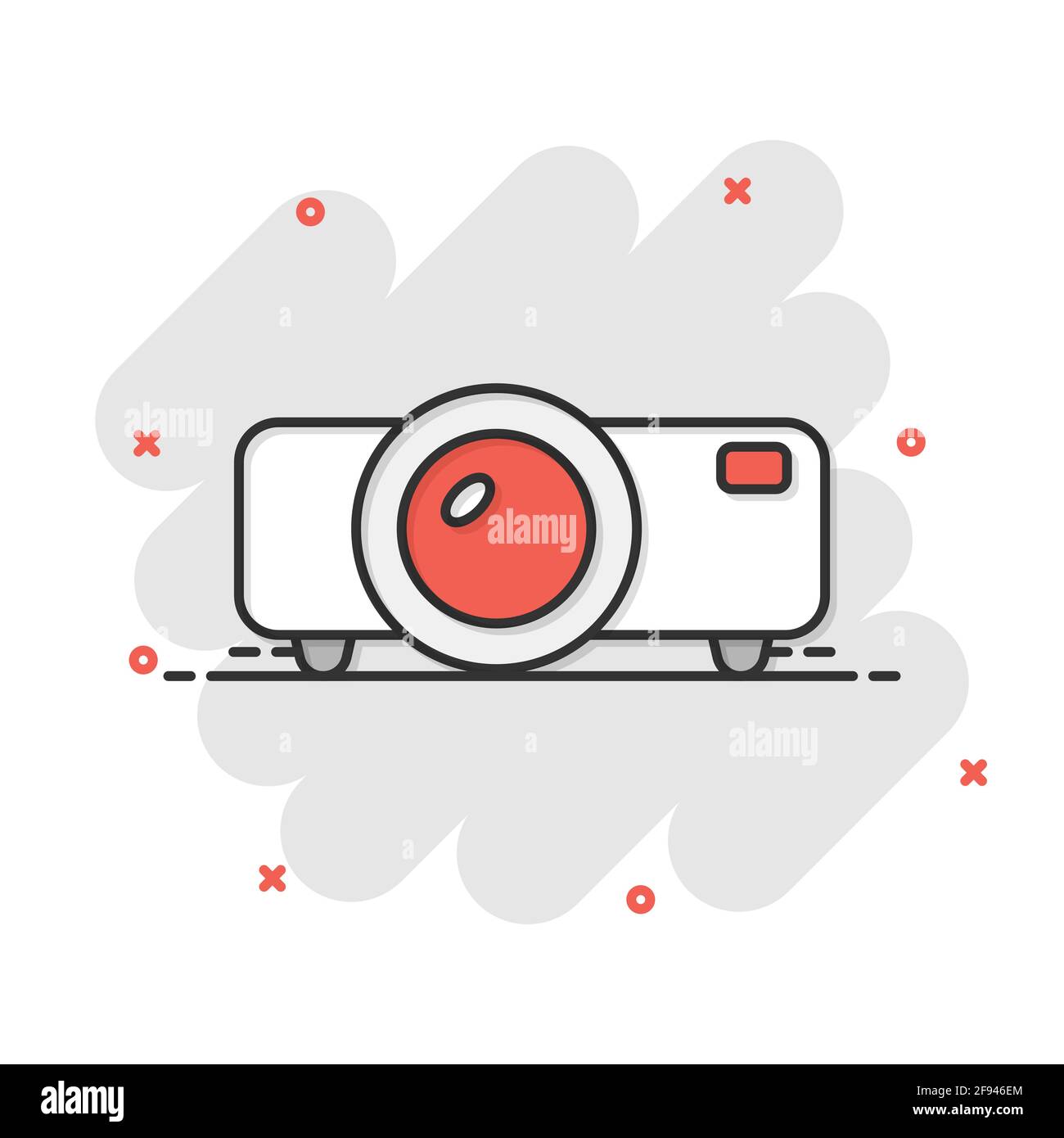 Video projector sign icon in comic style. Cinema presentation device ...