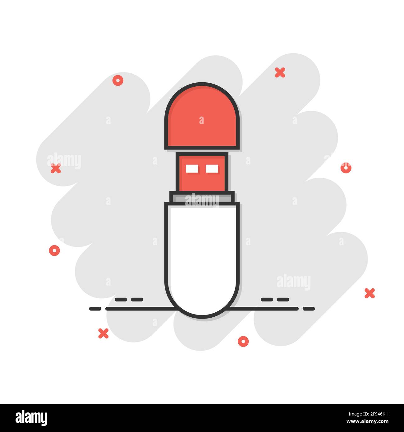 Usb drive icon in comic style. Flash disk vector cartoon illustration ...