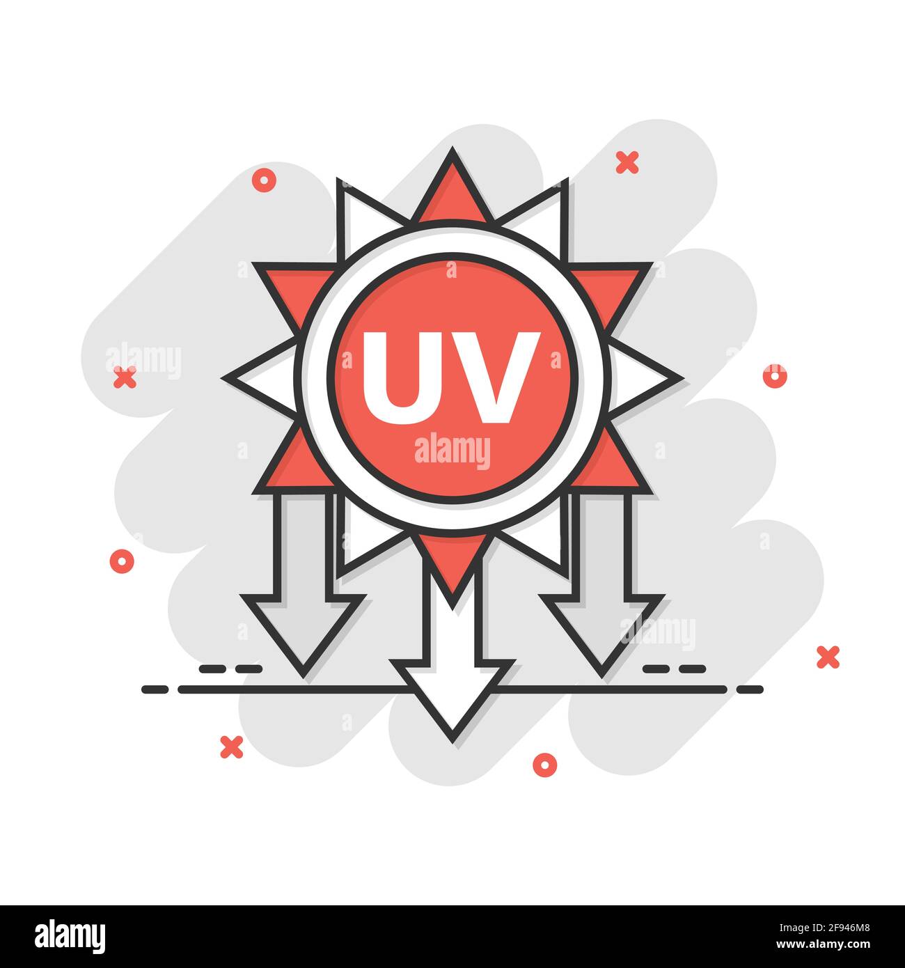 UV radiation icon in comic style. Ultraviolet cartoon vector ...