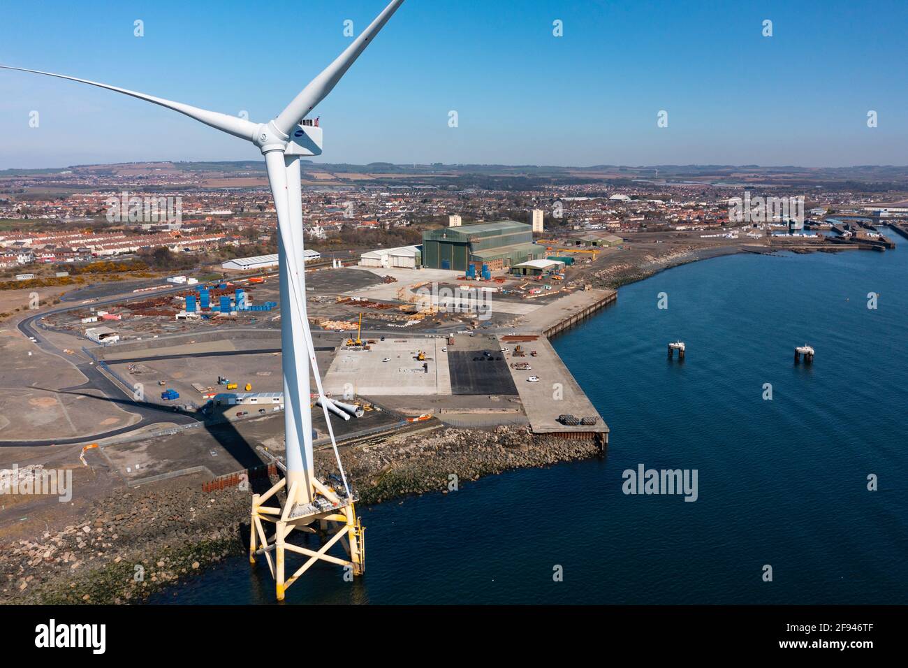Methil, Scotland, UK. 16 April 2021. A Methil fabrication yard in Fife ...