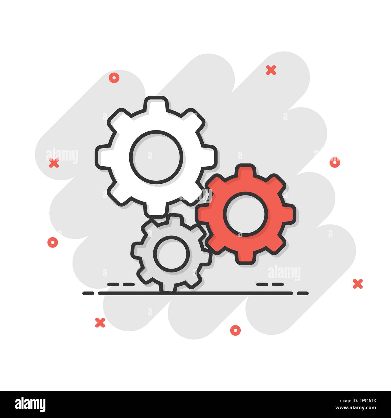 Gear vector icon in comic style. Cog wheel cartoon illustration on ...
