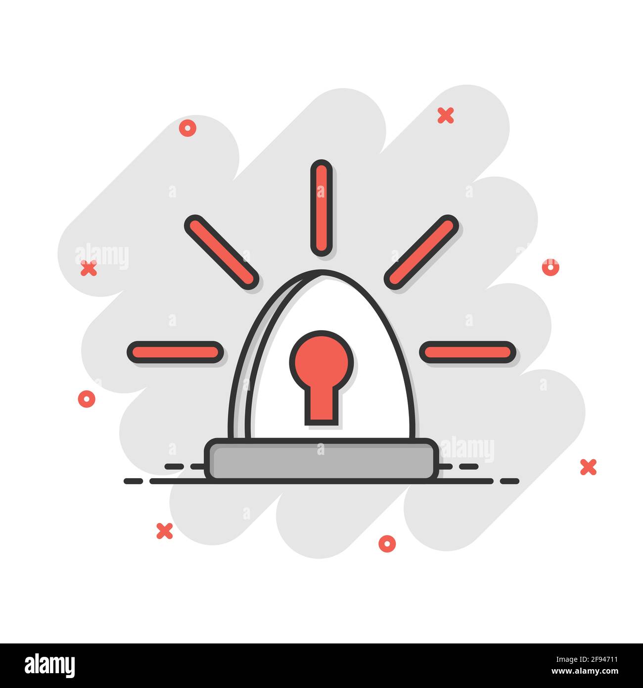 Emergency siren icon in comic style. Police alarm vector cartoon ...