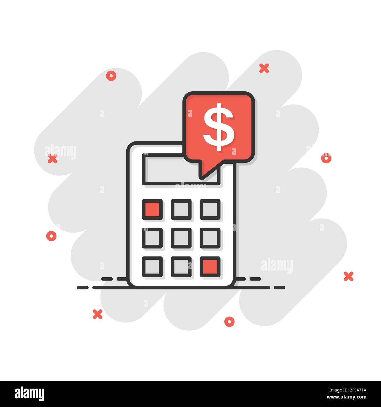Money calculation icon in comic style. Budget banking vector cartoon ...