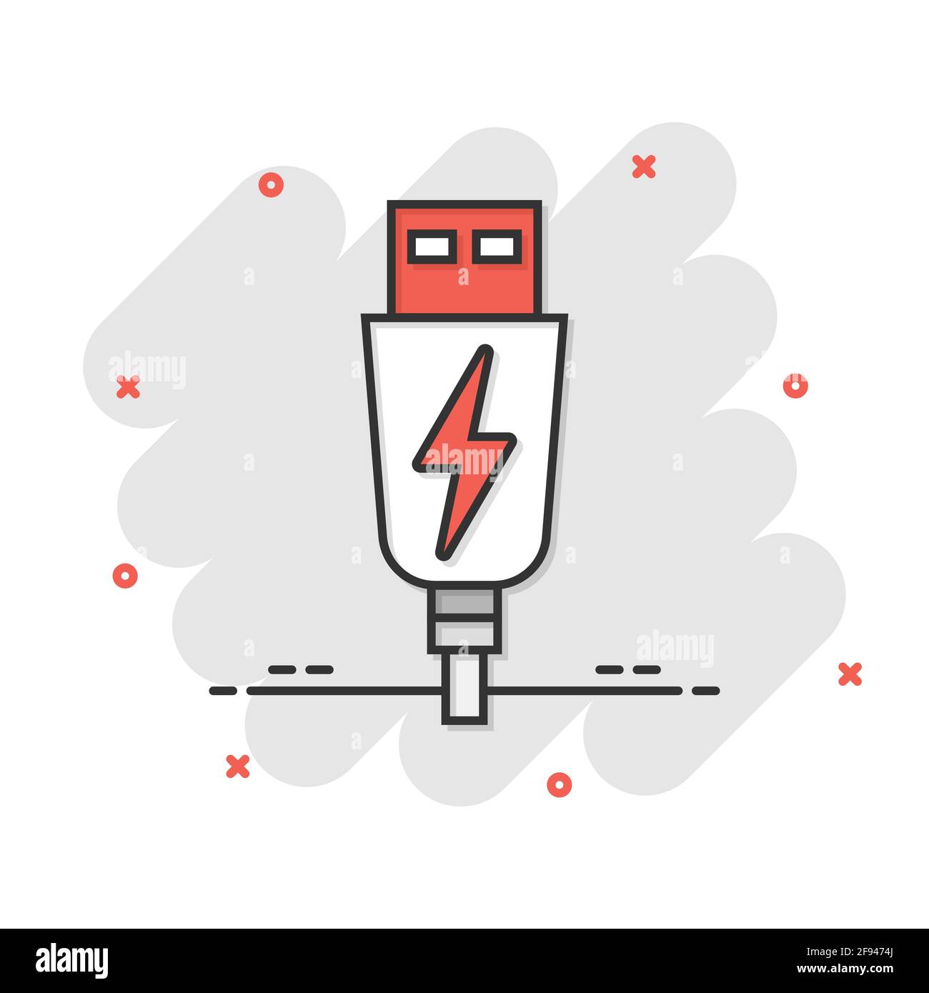 Usb drive icon in comic style. Flash disk vector cartoon illustration ...
