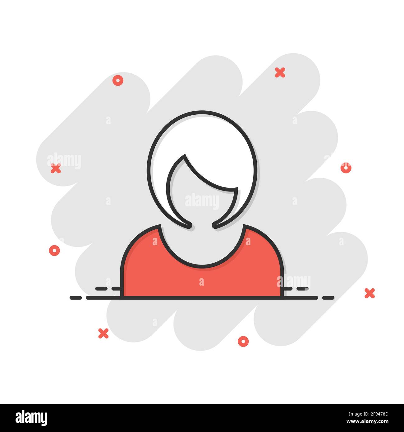 Woman sign icon in comic style. Female avatar vector cartoon ...