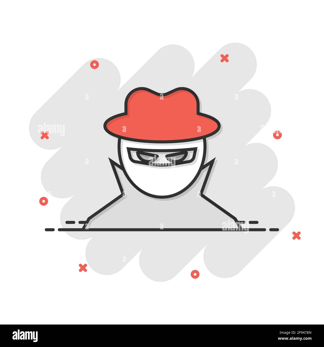 Fraud hacker icon in comic style. Spy cartoon vector illustration on ...