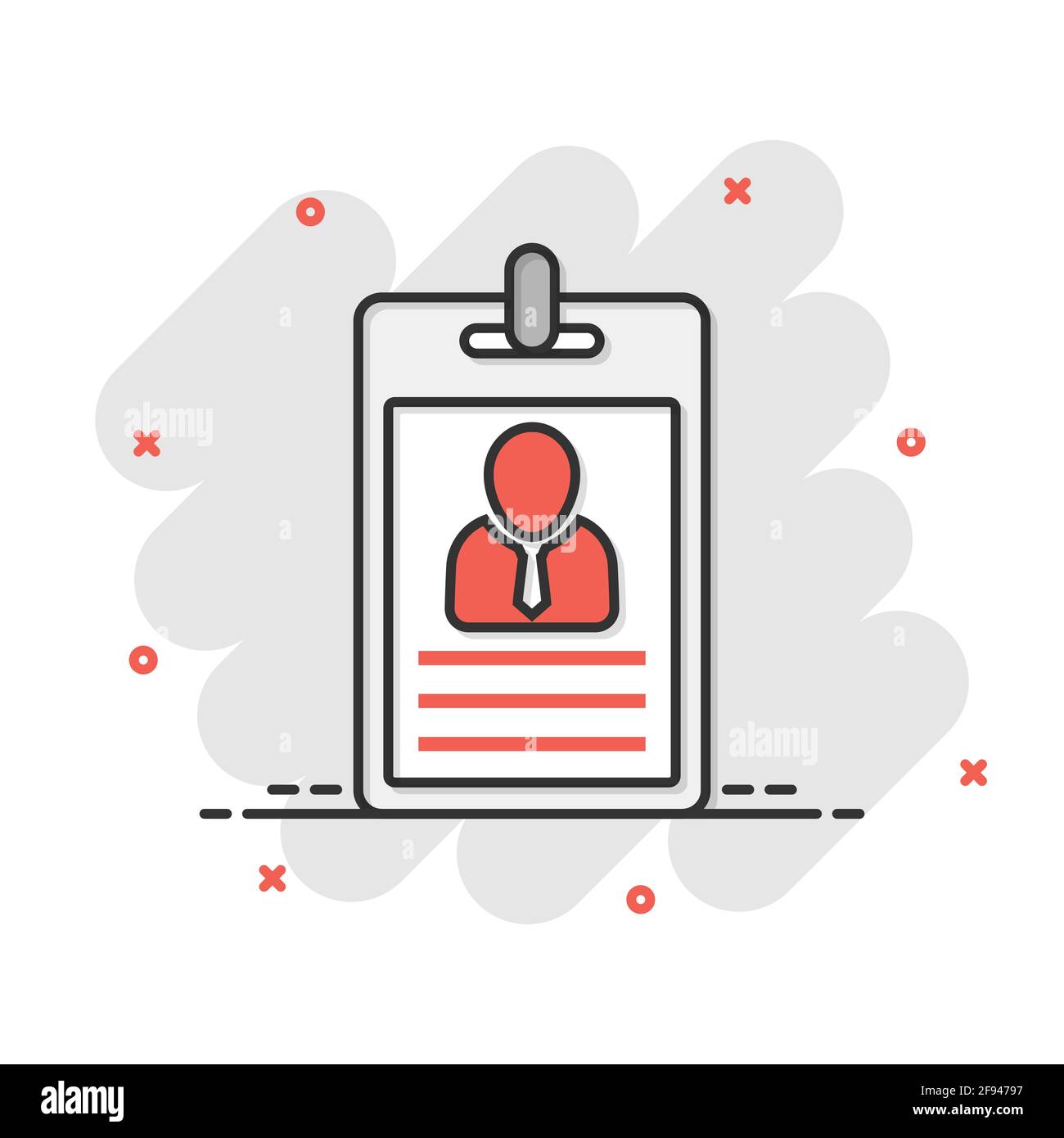 Id card icon in comic style. Identity tag vector cartoon illustration ...