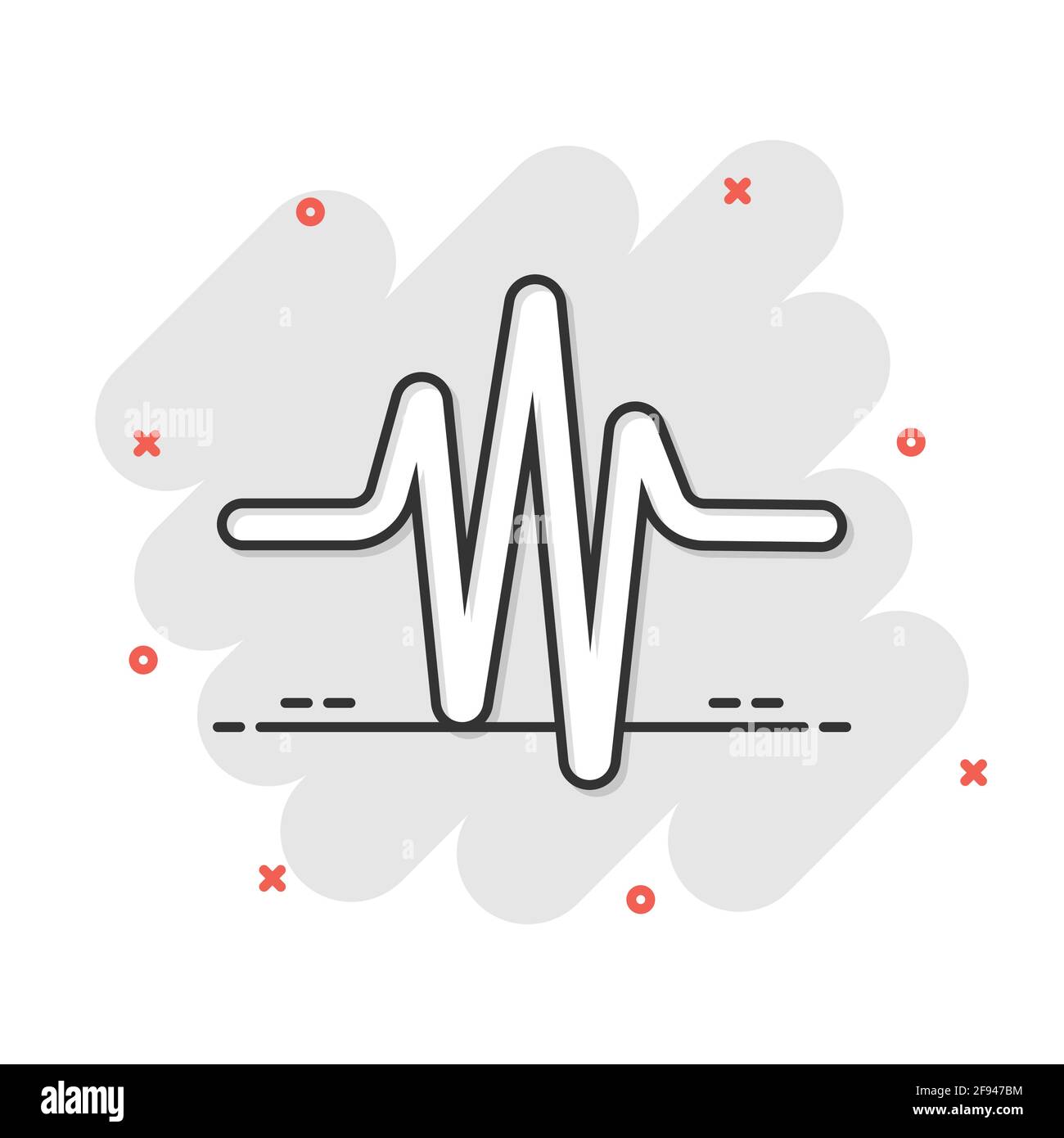 Sound wave icon in comic style. Heart beat vector cartoon illustration ...