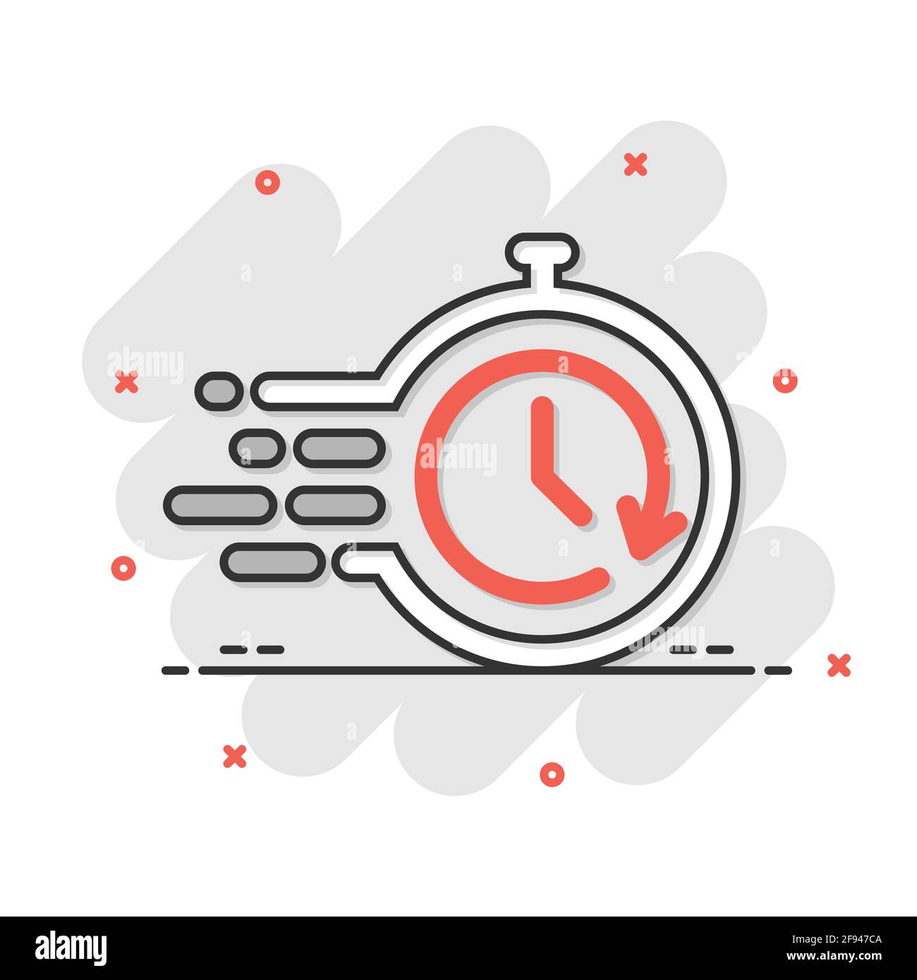 Recovery icon in comic style. Repeat clock cartoon vector illustration ...