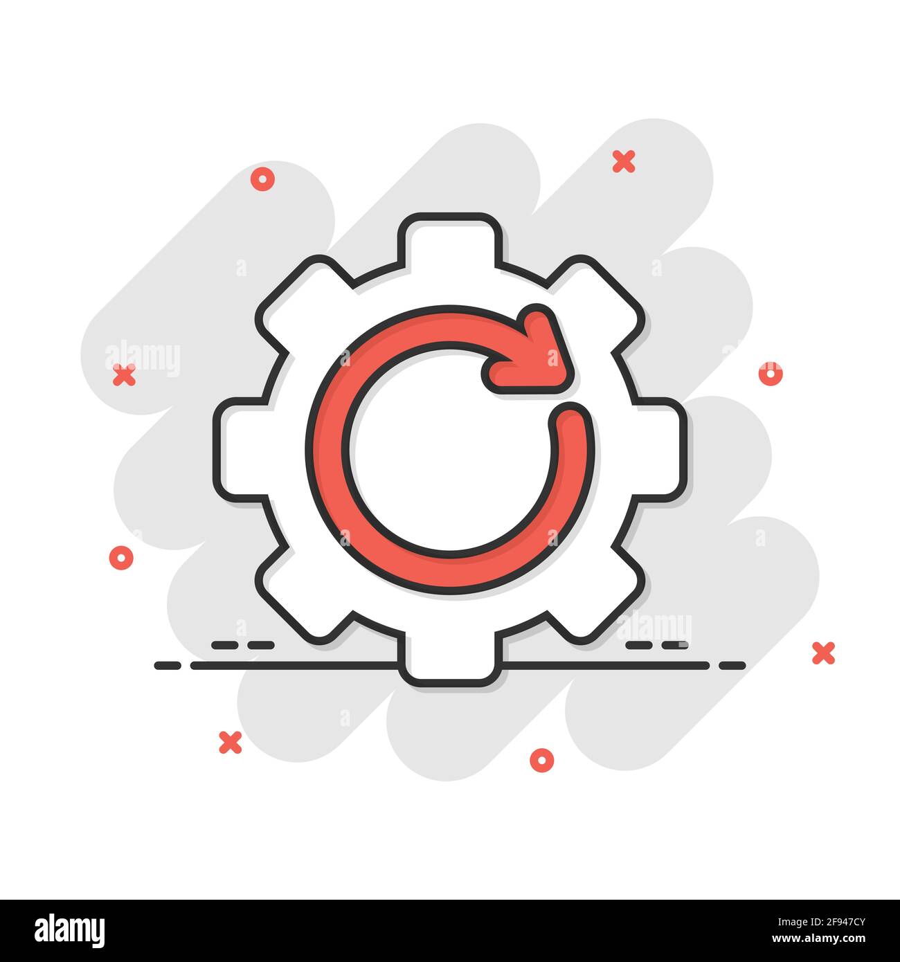 Recovery gear icon in comic style. Repeat cartoon vector illustration ...