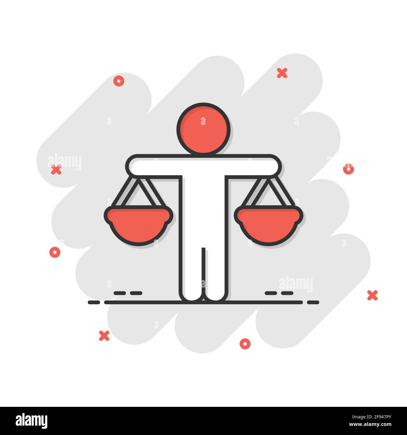 Ethic balance icon in comic style. Honesty cartoon vector illustration ...