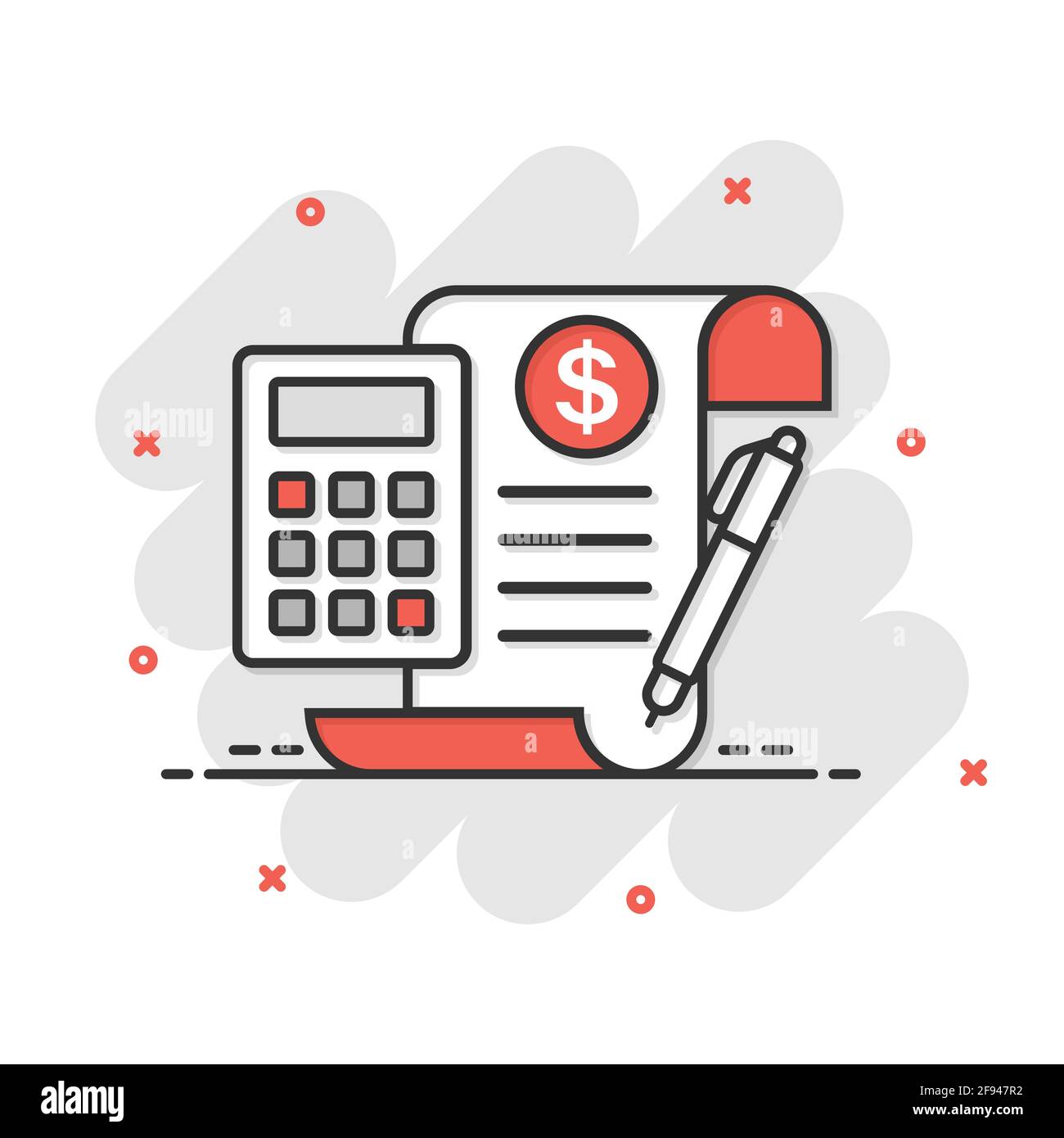 Money calculation icon in comic style. Budget banking vector cartoon ...