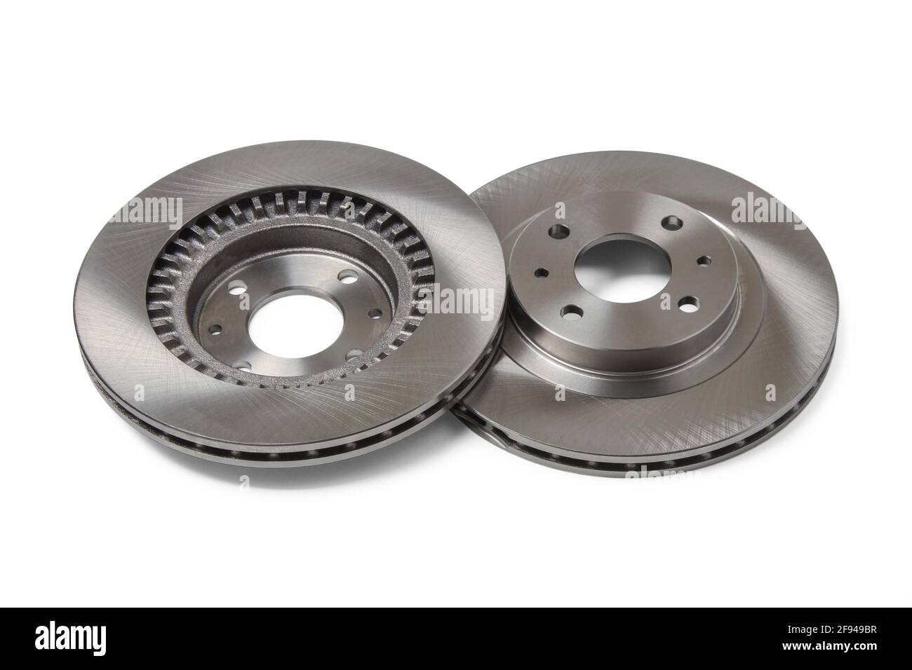 Car front suspension brake discs isolated on white background Stock ...