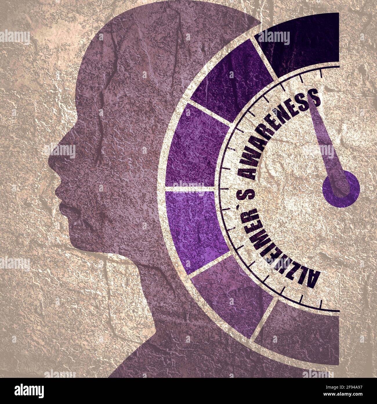 Alzheimers awareness meter read high level result. Color scale with ...