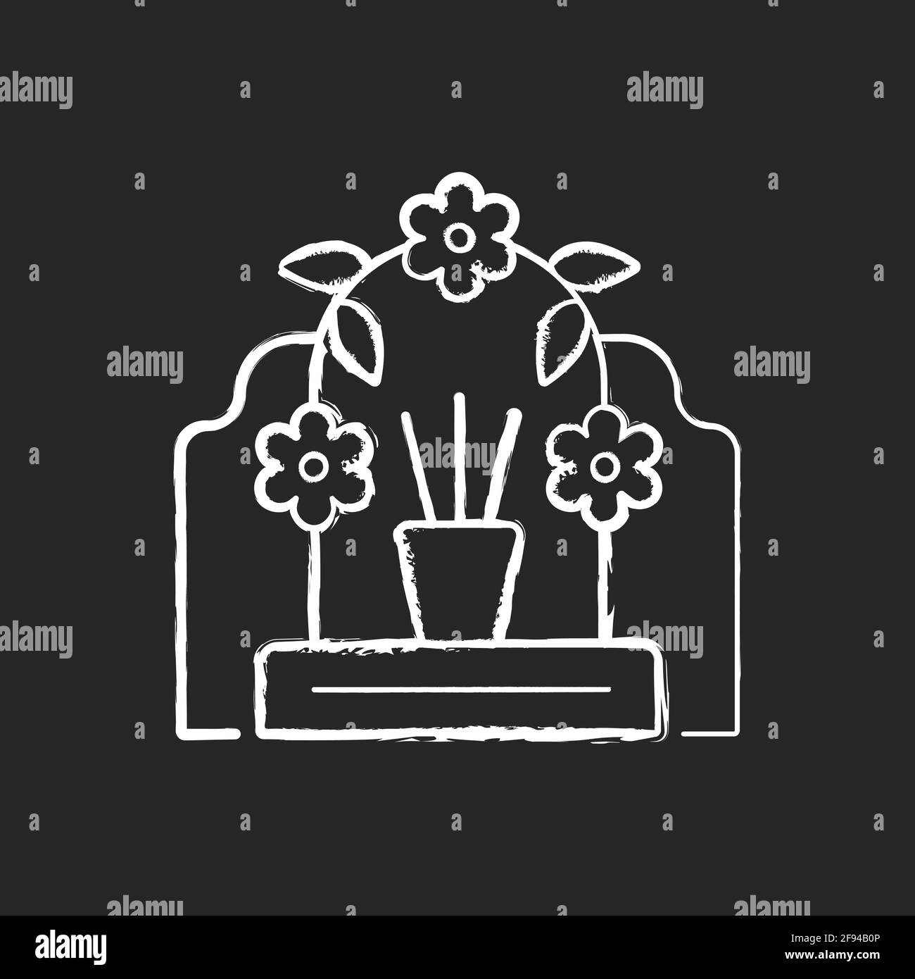 Tomb sweeping day chalk white icon on black background Stock Vector ...