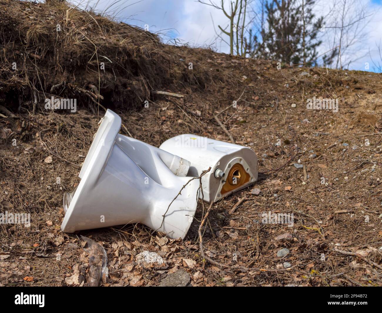 Toilet Litter. Pollution of the forest by household rubbish on nature ...